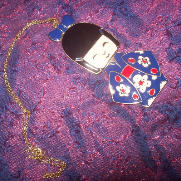 Jewelry | Enamel Geisha Pendant Necklace | Poshmark